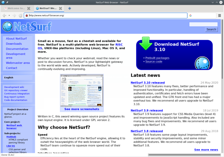 NetSurf - minimalistic and fast browser | LinuxMaster Club